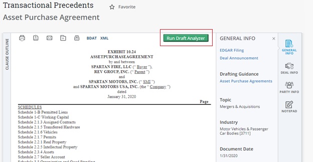 Draft Analyzer by Bloomberg