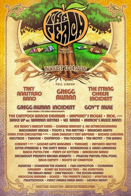 Peach Music Festival Unveils Finalized 2016 Music Lineup