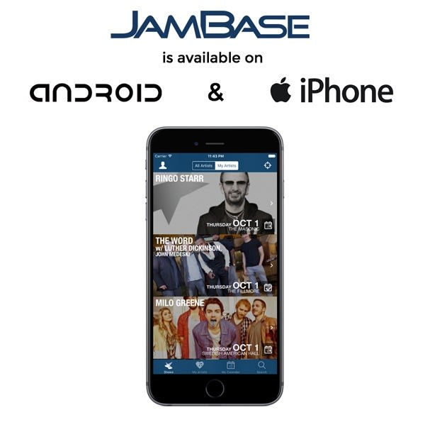 JamBase Mobile Apps for iPhone and Android