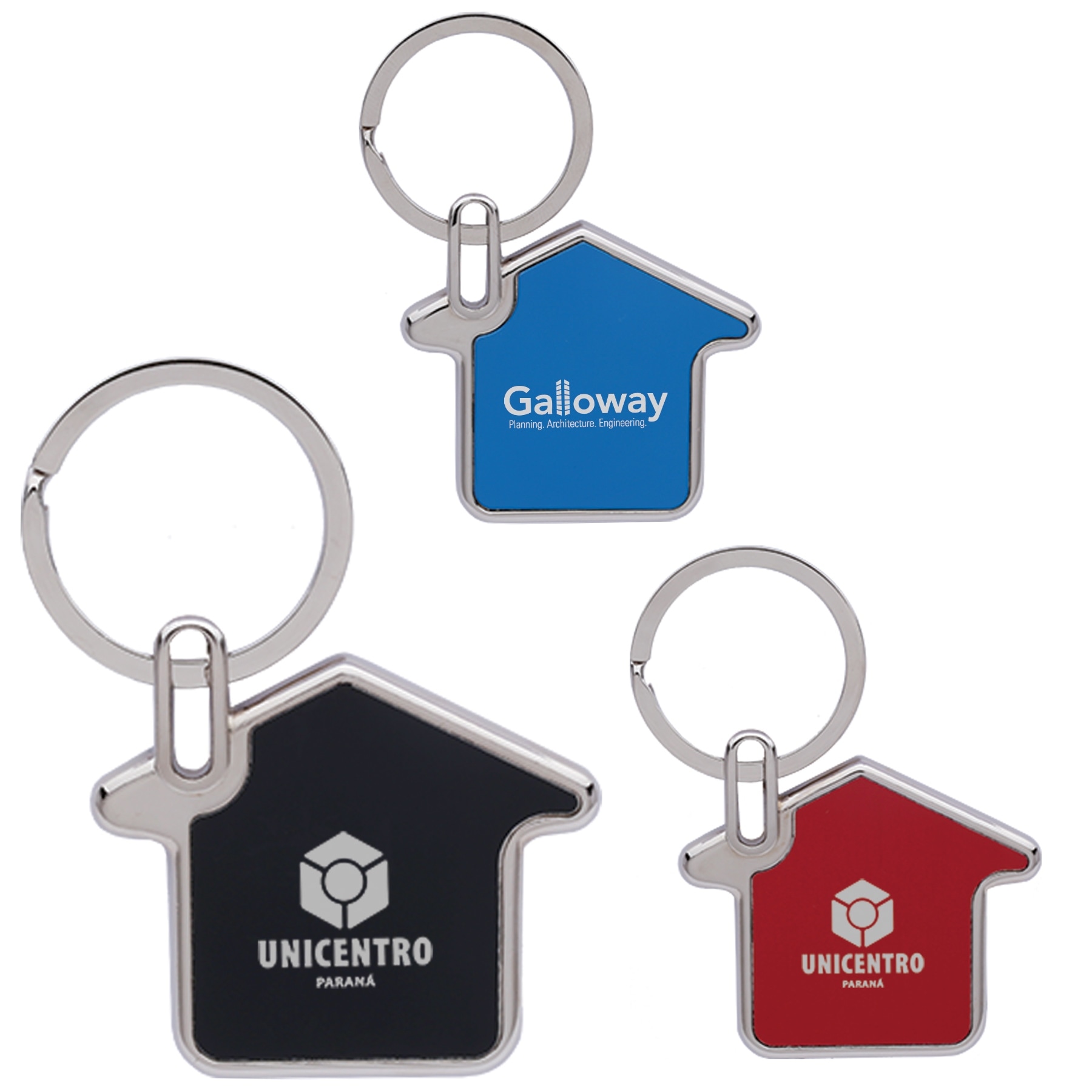 House Shaped Metal Keychain - CosmoPromosCosmoPromos