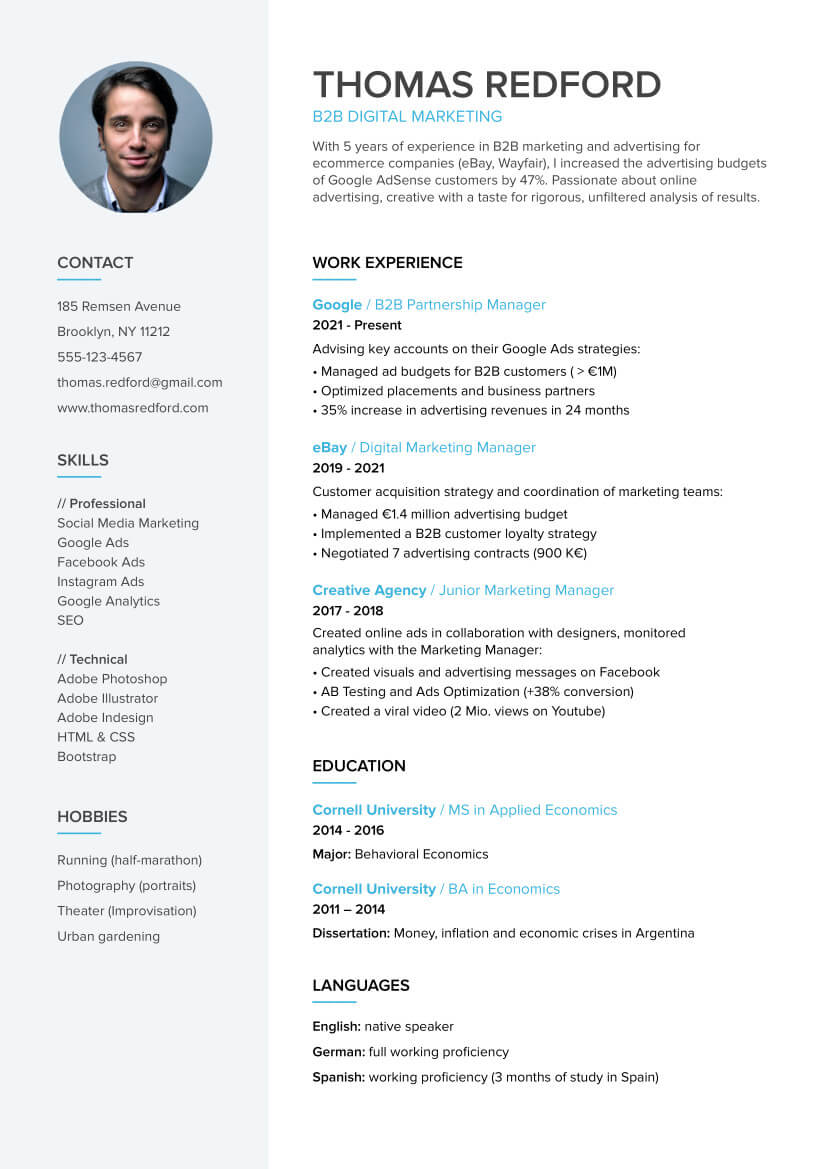 Clean & Professional Resume Template to Download in Word