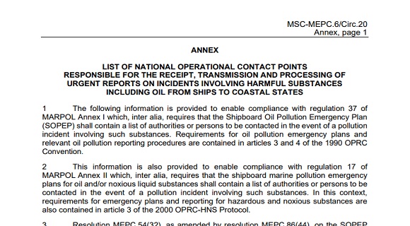 SOPEP Guidelines for Shipboard Pollution Response