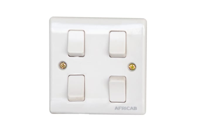 Af Series - Plain White 4 Way Push Button Light Switch | Africab