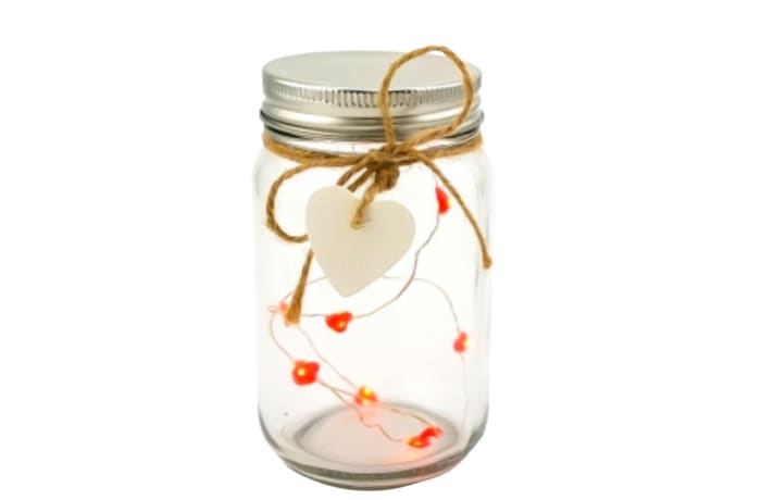 Decorative Clear Mason Jar with Red L.E.D Lights | Katies International