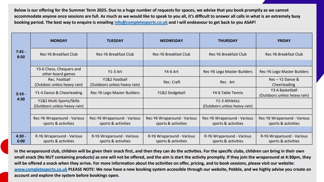 Cannon Lane Spring Term After School Activity Clubs | Pebble