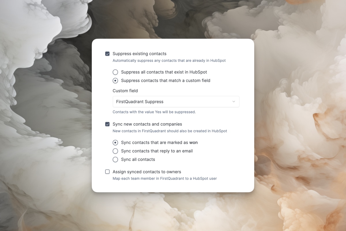 Improved HubSpot integration (July 29, 2024) · Changelog · FirstQuadrant