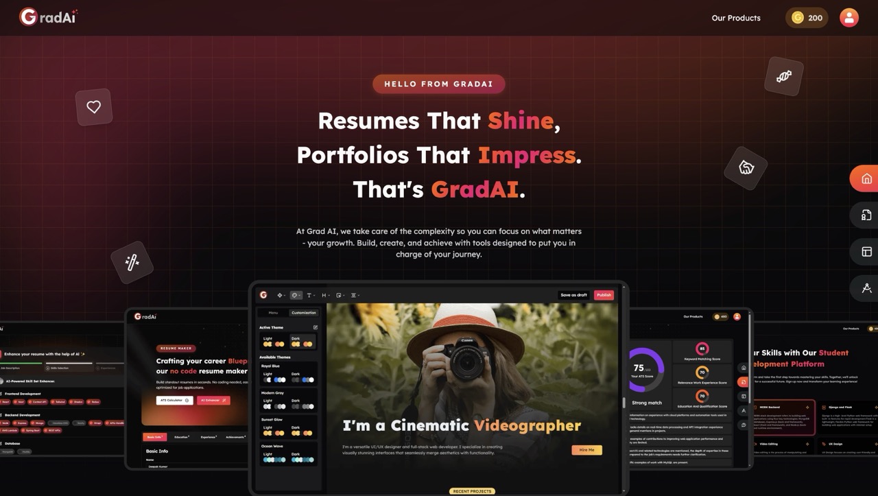 GradAI | Free Resume Builder & Portfolio Builder