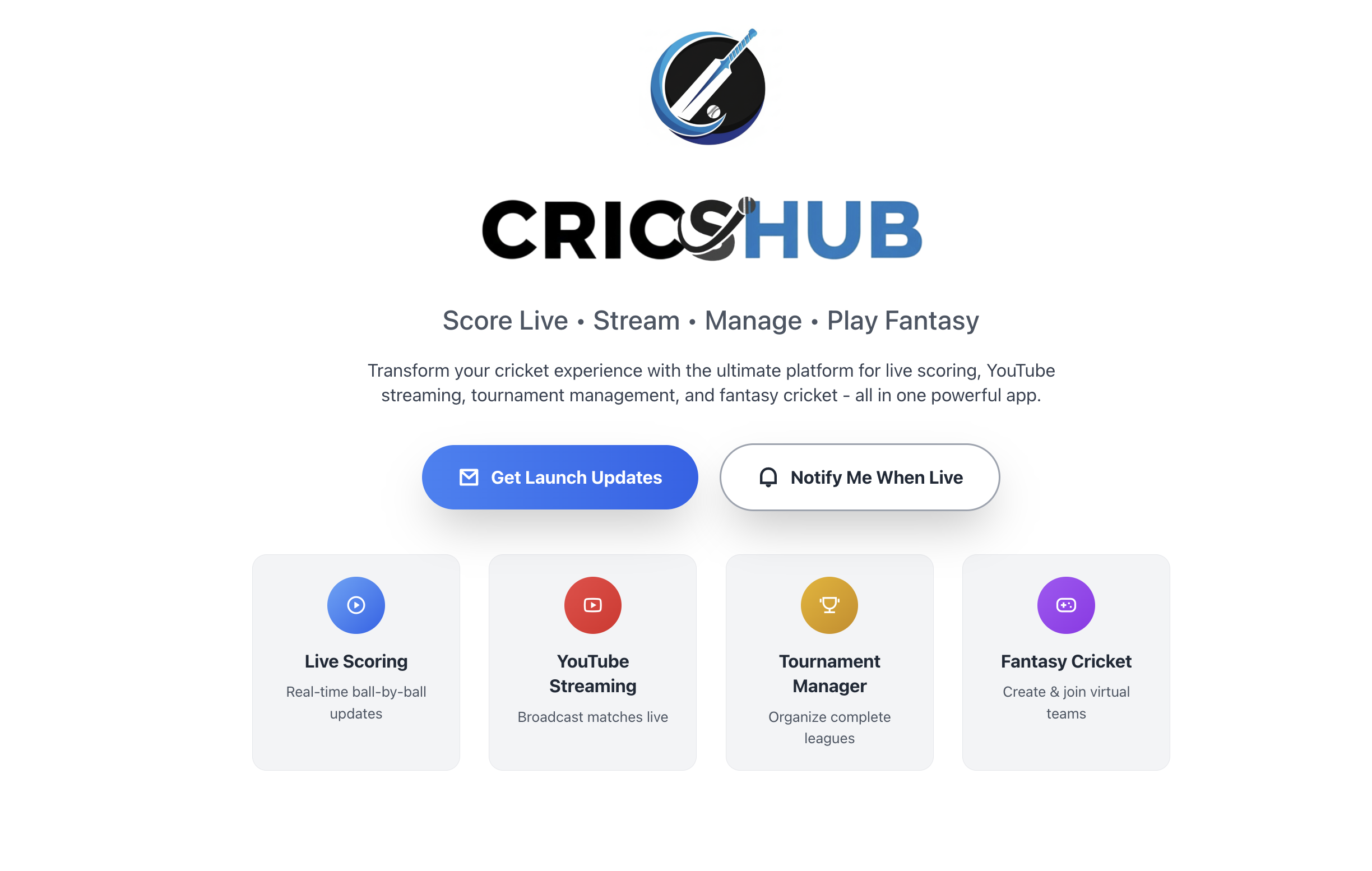 CricsHub | The Ultimate Cricket App