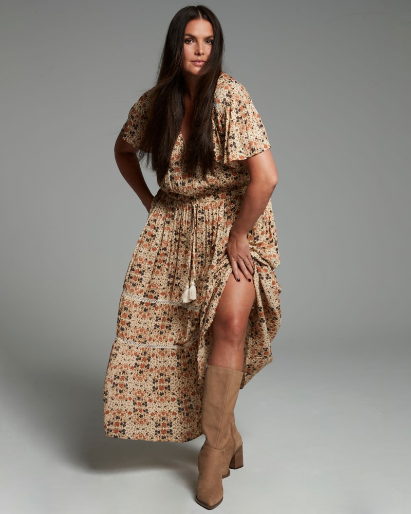 Austen Lace Trim Maxi Dress | Orange / Light Yellow