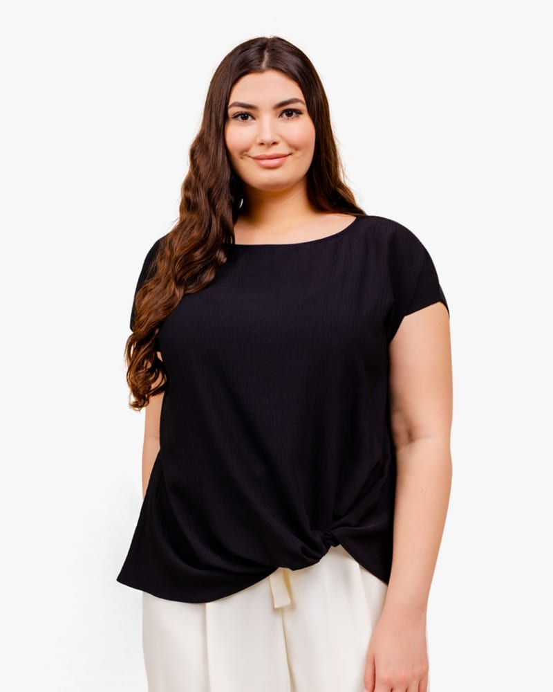 Rachel Plus Size Knotted Tee | Black
