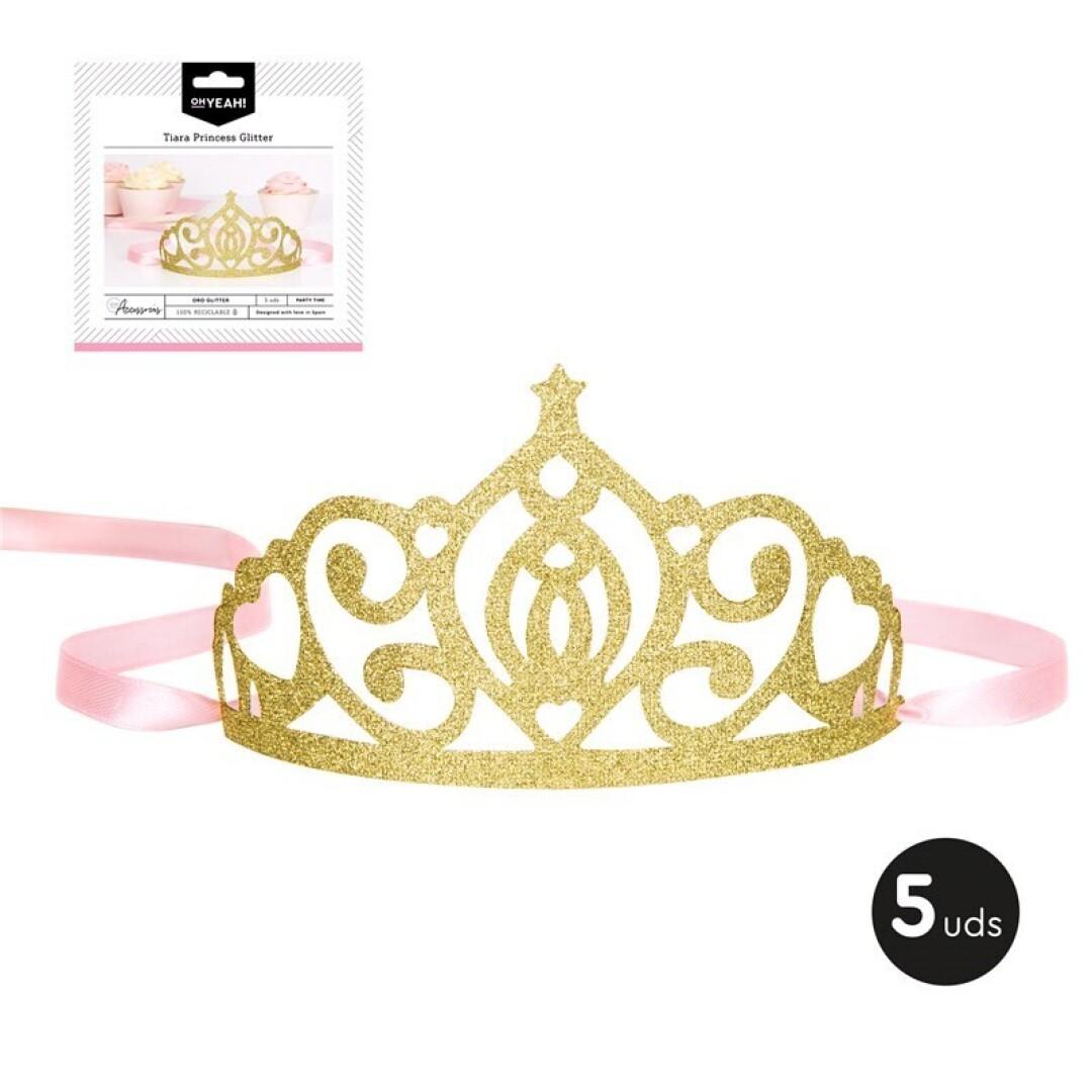 OH YEAH! Princess Theme Gold Crown Tiara 5pk Stort utvalg & lave priser