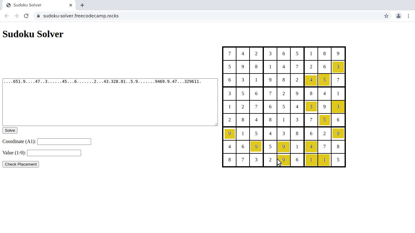 Sudoku Solver Rejects Valid Input Accepts Invalid Input Contributors The Freecodecamp Forum