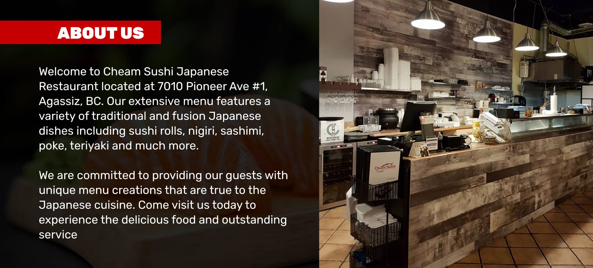 Cheam Sushi | Japanese Restaurant in Agassiz | Order Online