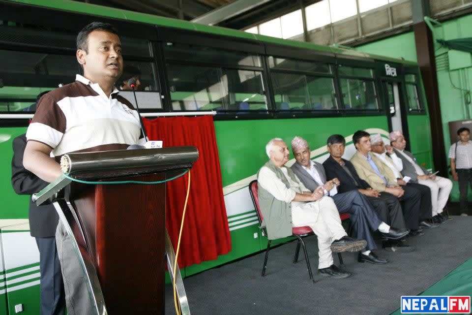 Hari Bansha Acharya, Madan Krishna inaugurate Sajha Bus in Kathmandu ...