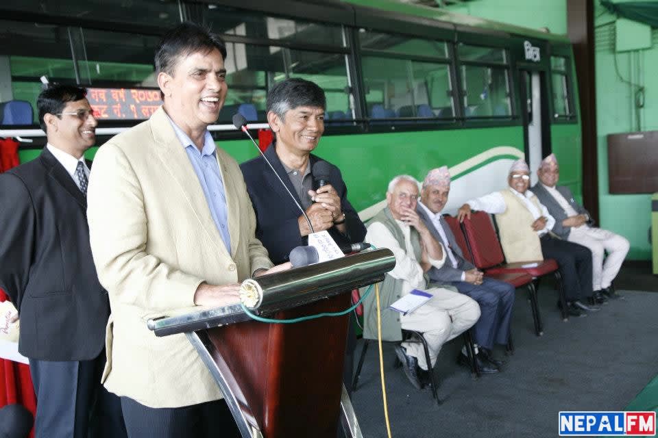Hari Bansha Acharya, Madan Krishna inaugurate Sajha Bus in Kathmandu ...
