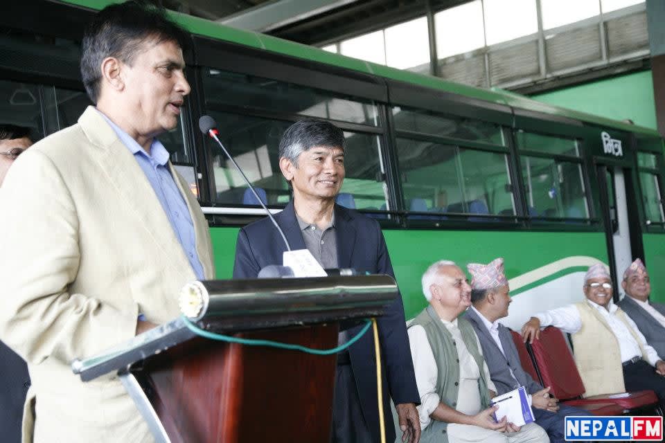 Hari Bansha Acharya, Madan Krishna inaugurate Sajha Bus in Kathmandu ...