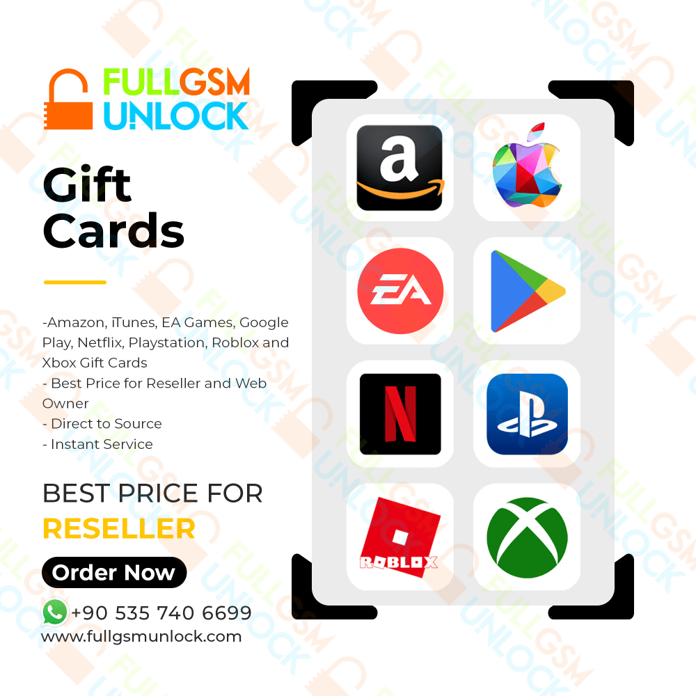 Amazon, iTunes, EA Games, Google Play, Netflix, Playstation, Roblox ...