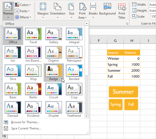 How to Change a theme in Excel – Excel Examples