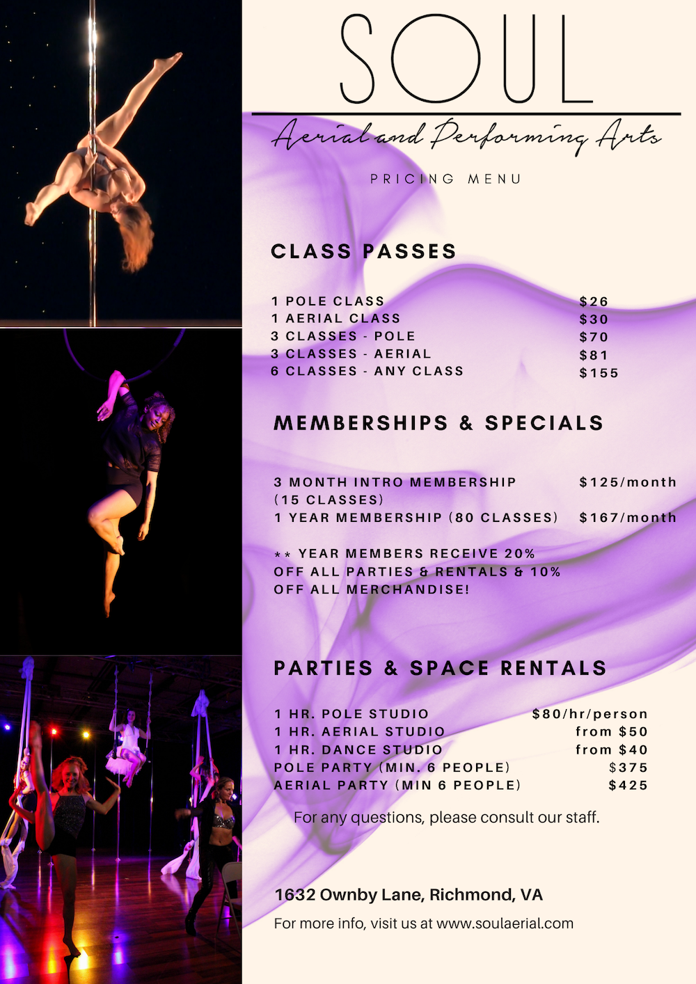 Richmond Parties And Space Rentals - SOUL Aerial & Performing Arts Center - Richmond, Virginia