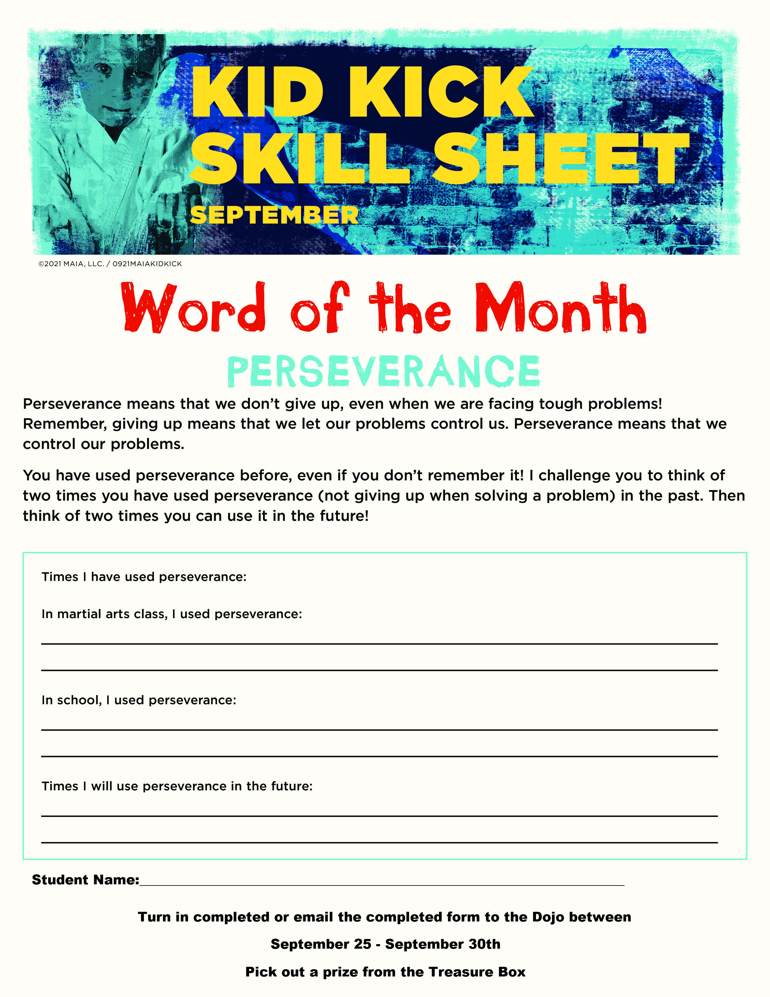September 2021 Word of the Month Worksheet