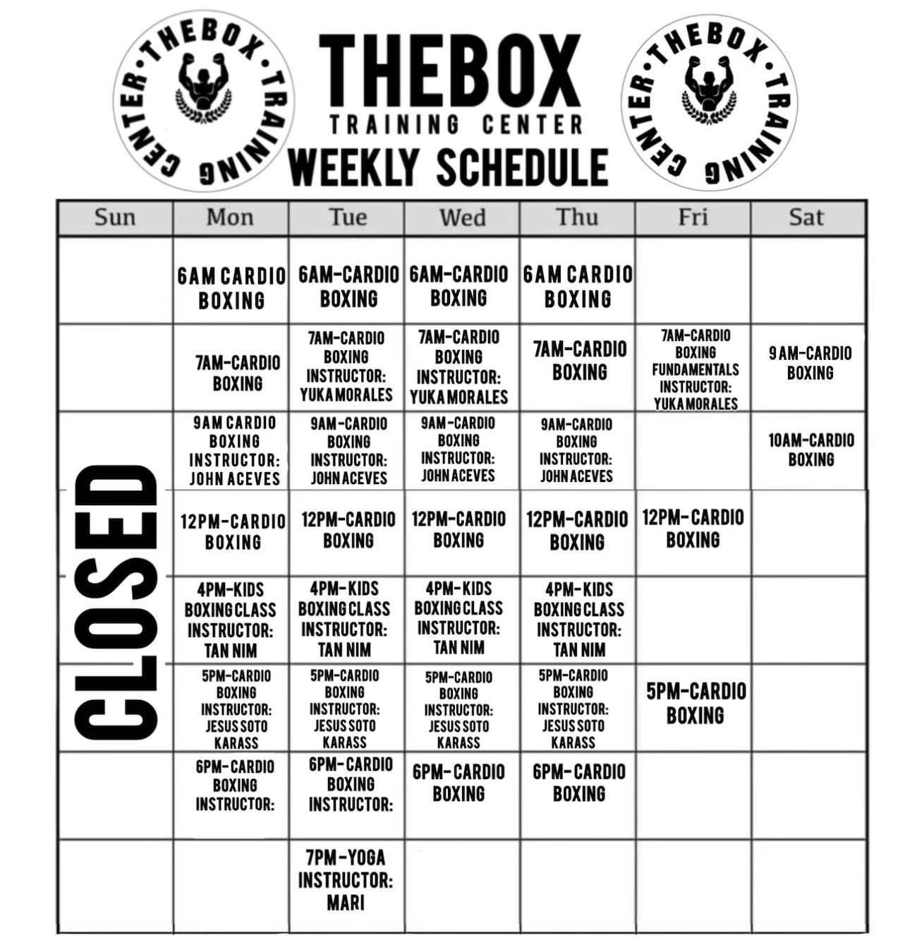 THEBOX Training Center Schedule - Boxing in Costa Mesa, California