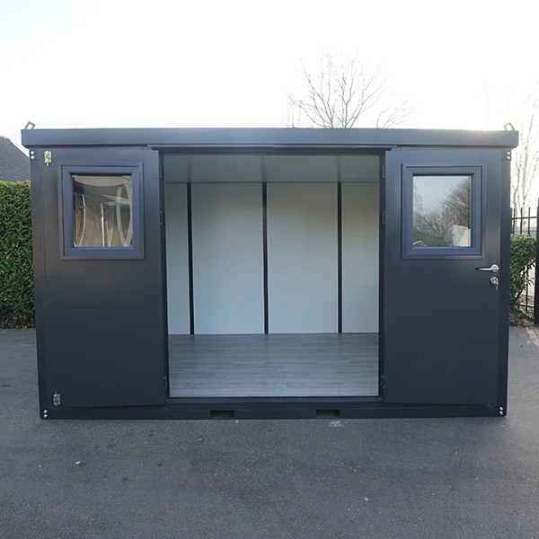 Container ufficio antracite 4x2m con doppia porta e finestra ...