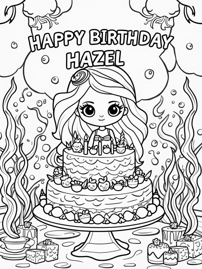 (Happy Birthday Hazel!) mermaid birthday party / Coloring Page ...