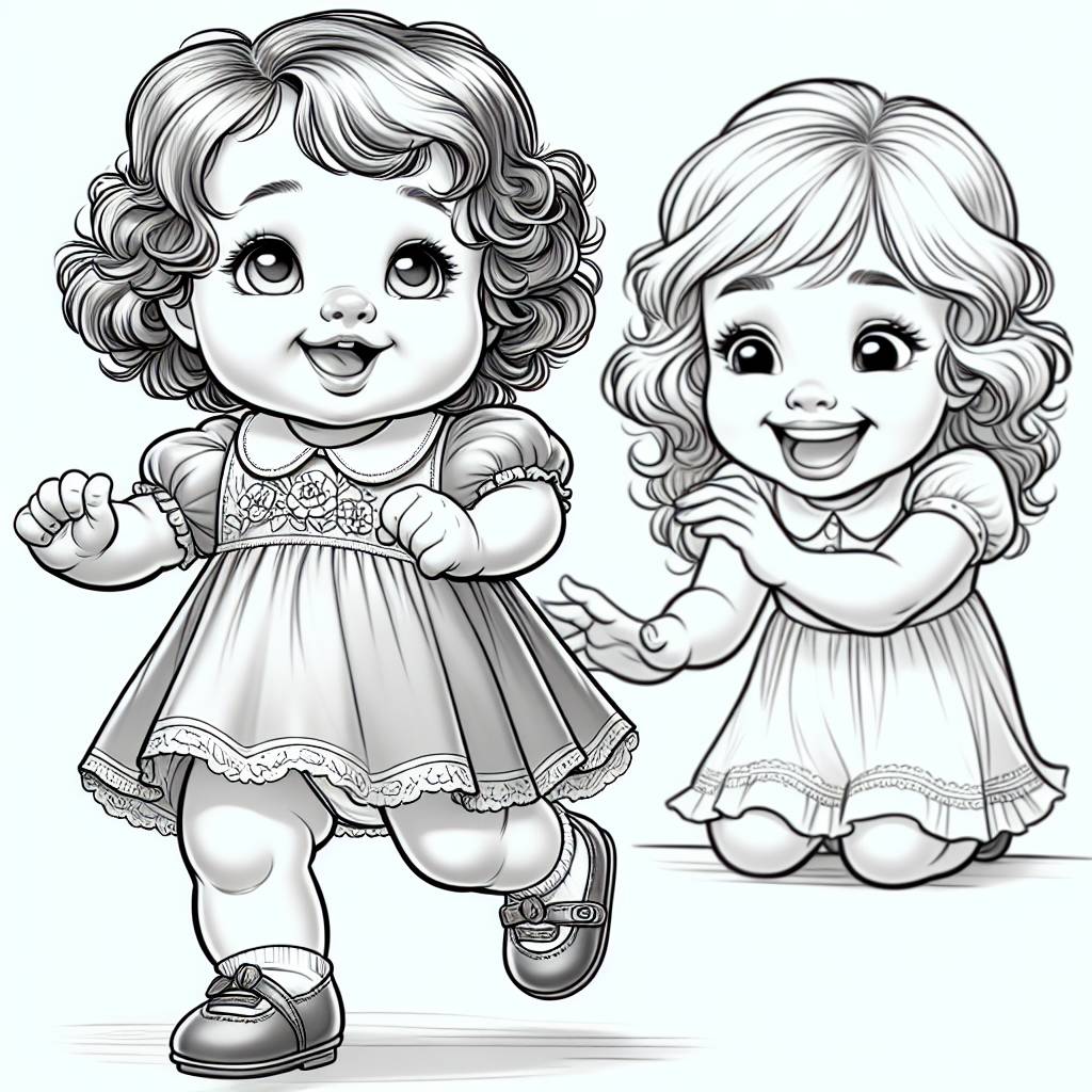 A little 12 month old baby girl taking her first steps towards her ...