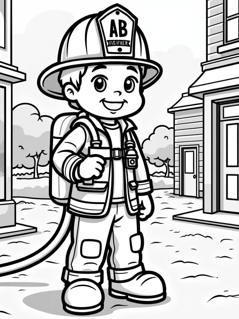 ABC Community helpers fire fighter / Coloring Page / Learning Corner