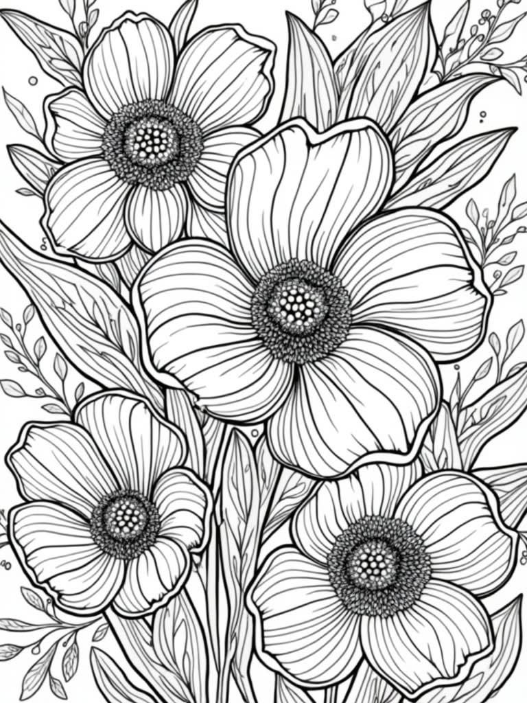 Beautiful flowers / Coloring Page / Learning Corner