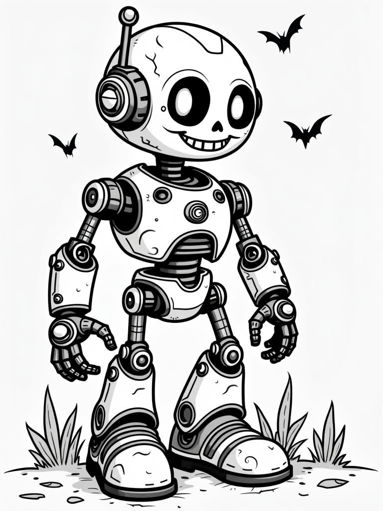 Halloween robots / Coloring Page / Learning Corner