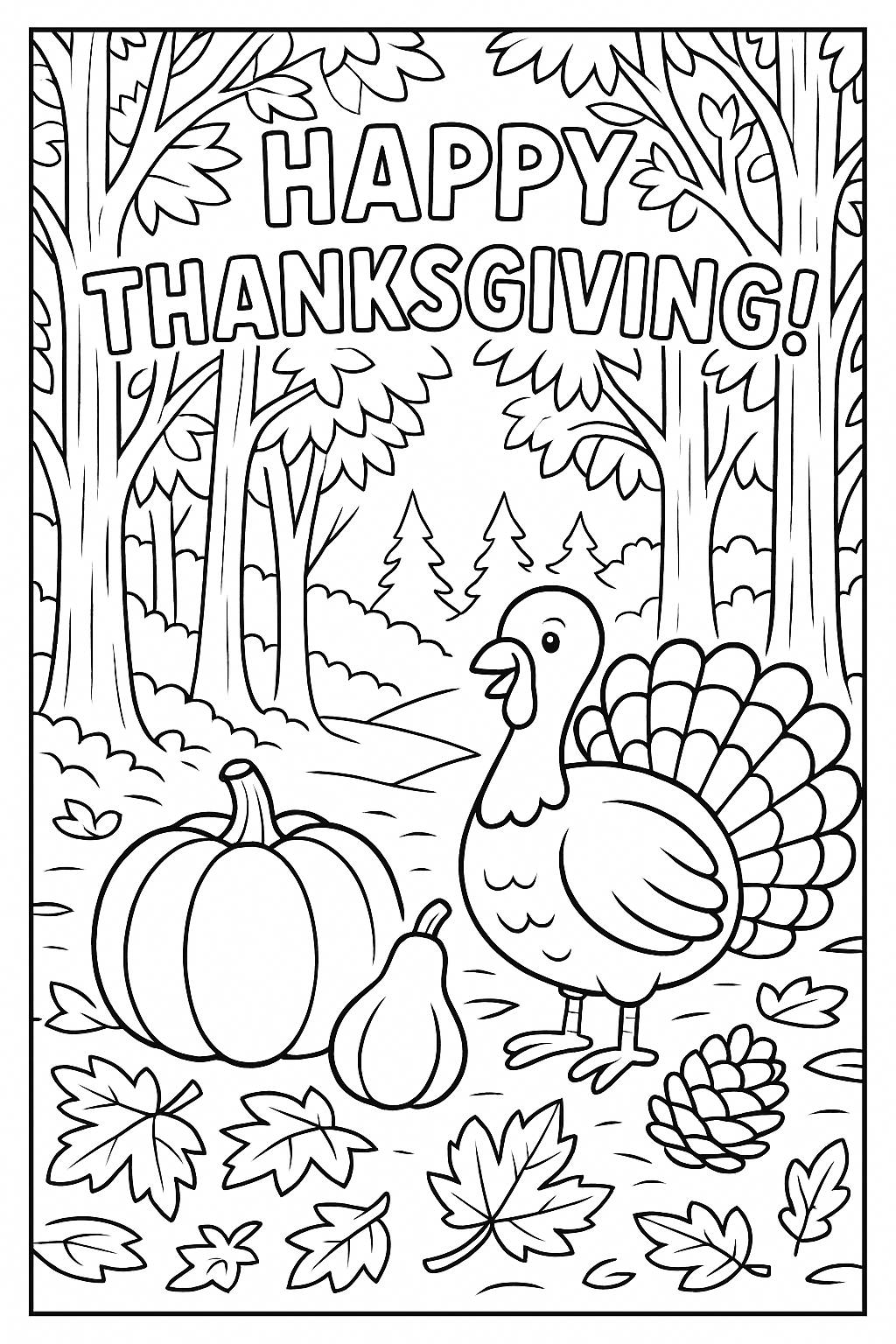 Happy Thanksgiving! : woods / Coloring Page / Learning Corner