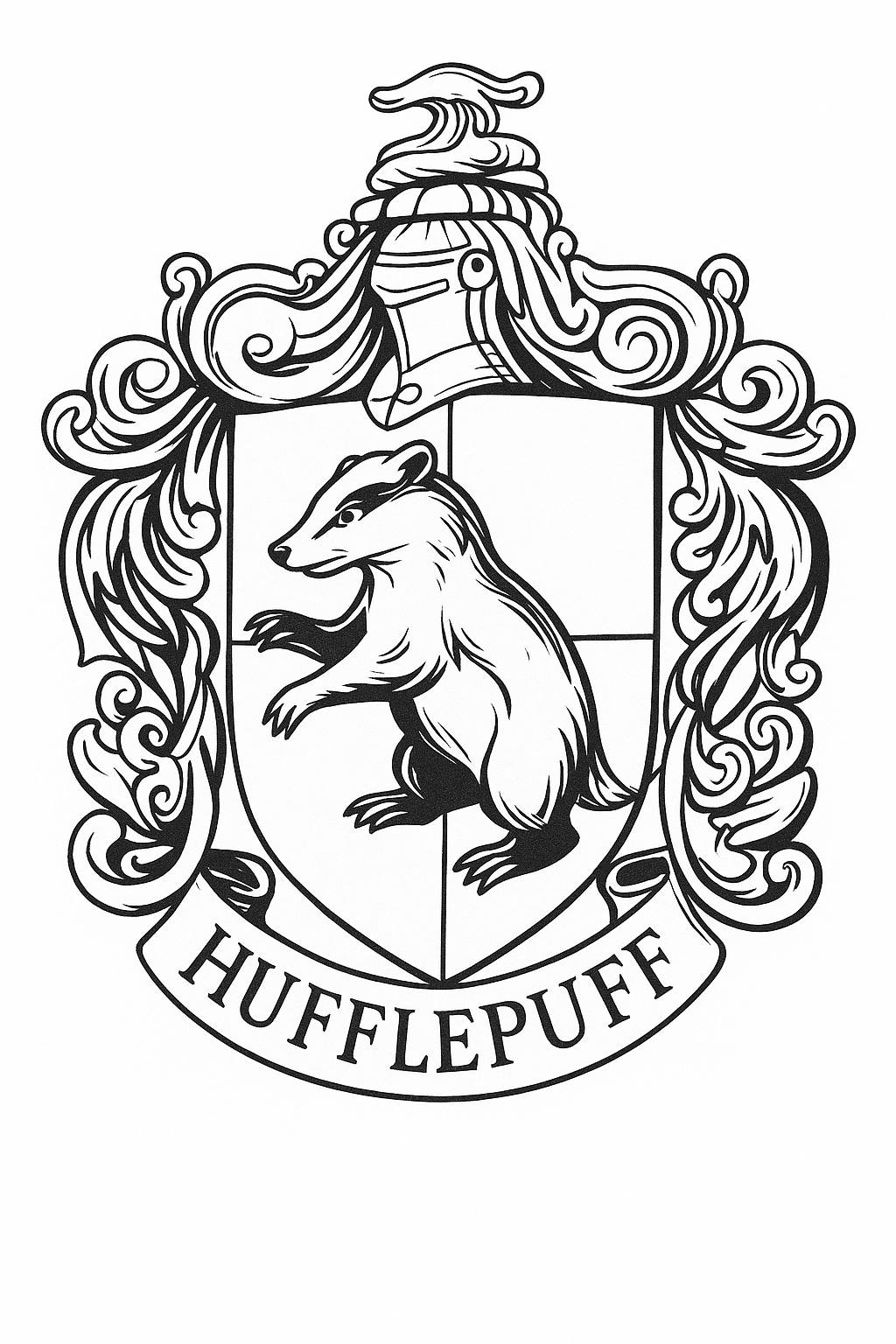 Hufflepuff House Crest / Coloring Page / Learning Corner