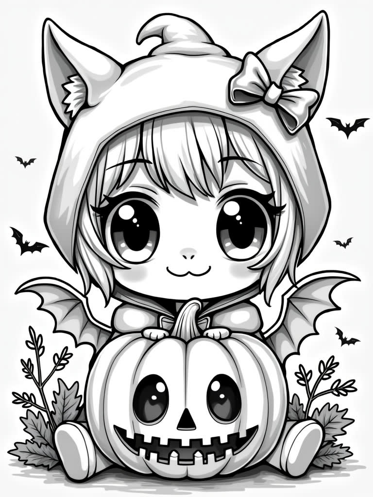Kawaii halloween / Coloring Page / Learning Corner