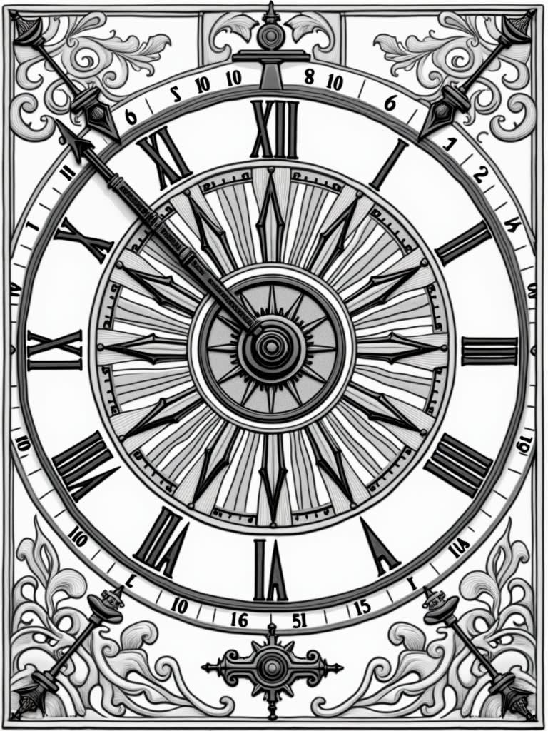 Roman numerals sundial / Coloring Page / Learning Corner