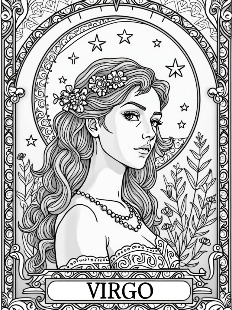 Virgo zodiac sign / Coloring Page / Learning Corner