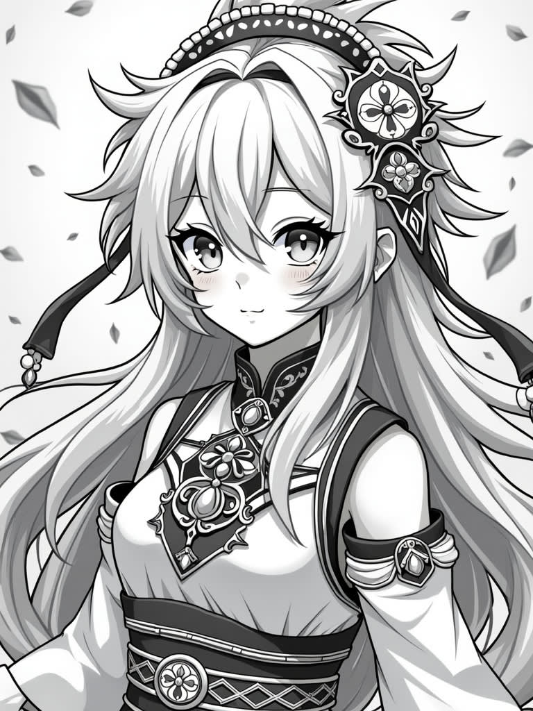 Xiao genshin / Coloring Page / Learning Corner