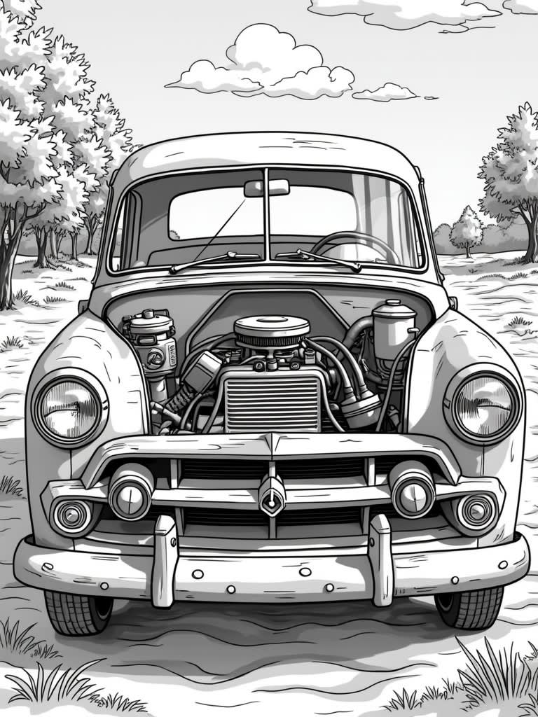 car parts / Coloring Page / Learning Corner