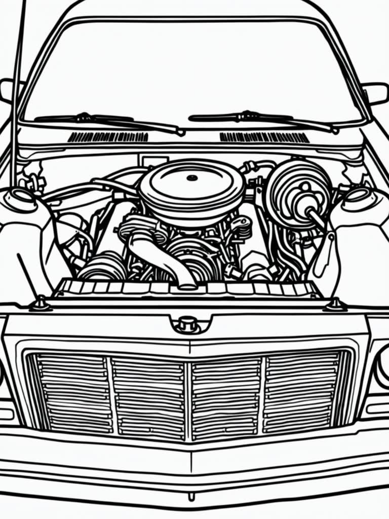 engine bay of 1981 chrysler valiant CM car / Coloring Page / Learning ...