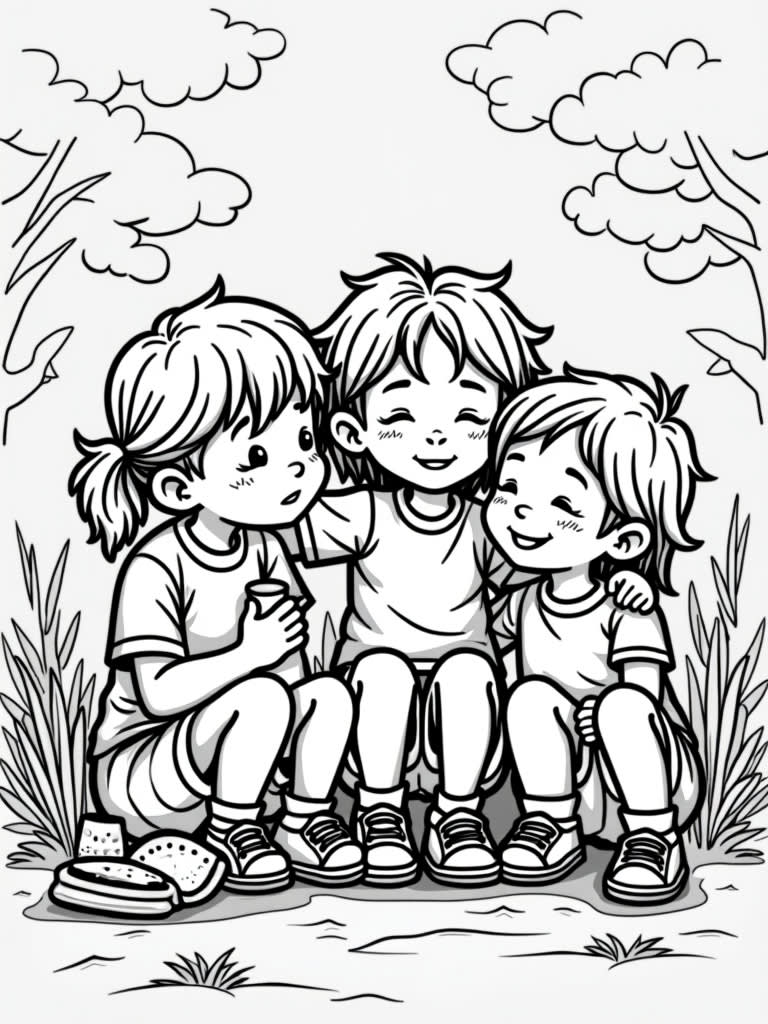 friends playing together / Coloring Page / Learning Corner