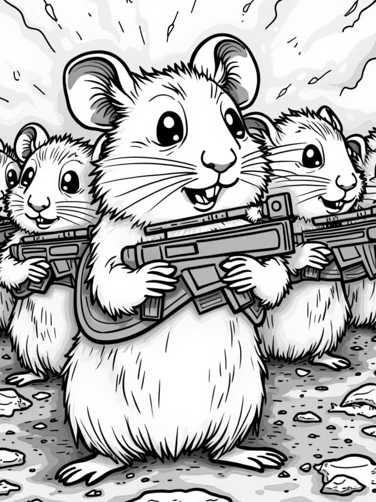 hamster army / Coloring Page / Learning Corner
