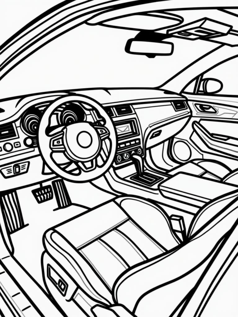 inside of a car / Coloring Page / Learning Corner
