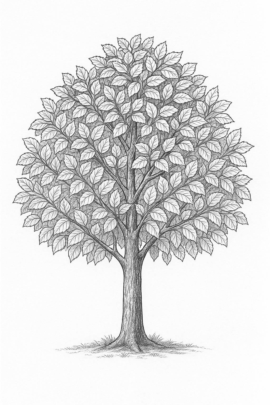 leaves tree realistic / Coloring Page / Learning Corner