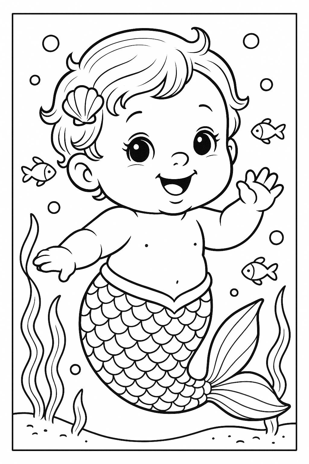 mermaid baby / Coloring Page / Learning Corner