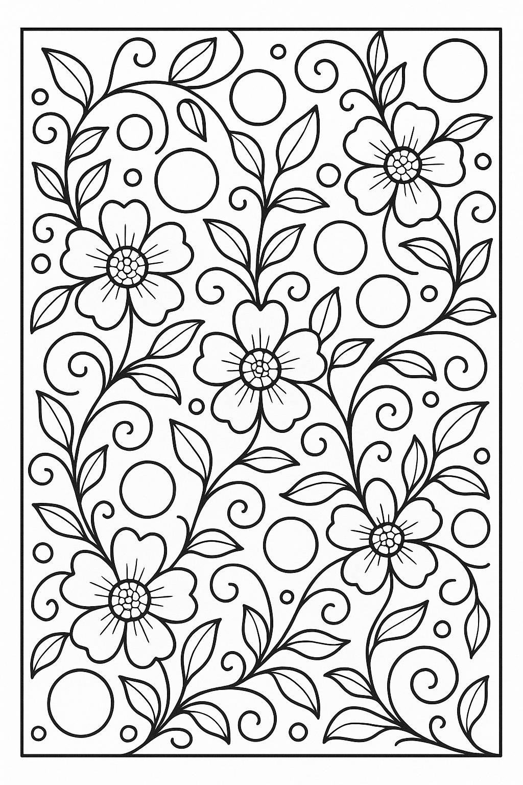 vines flowers circles / Coloring Page / Learning Corner