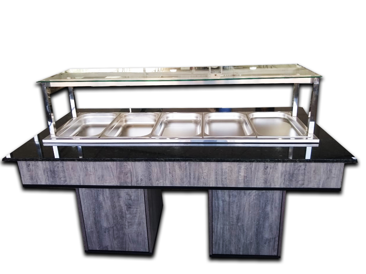 Buffet aquecido a seco 220V em MDF cor rustic em granito verde labrador ...