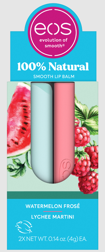 eos 100% Natural Lip Balm- Watermelon Frosé & Lychee Martini, 2-Pack, 0.14 oz - Walmart.com