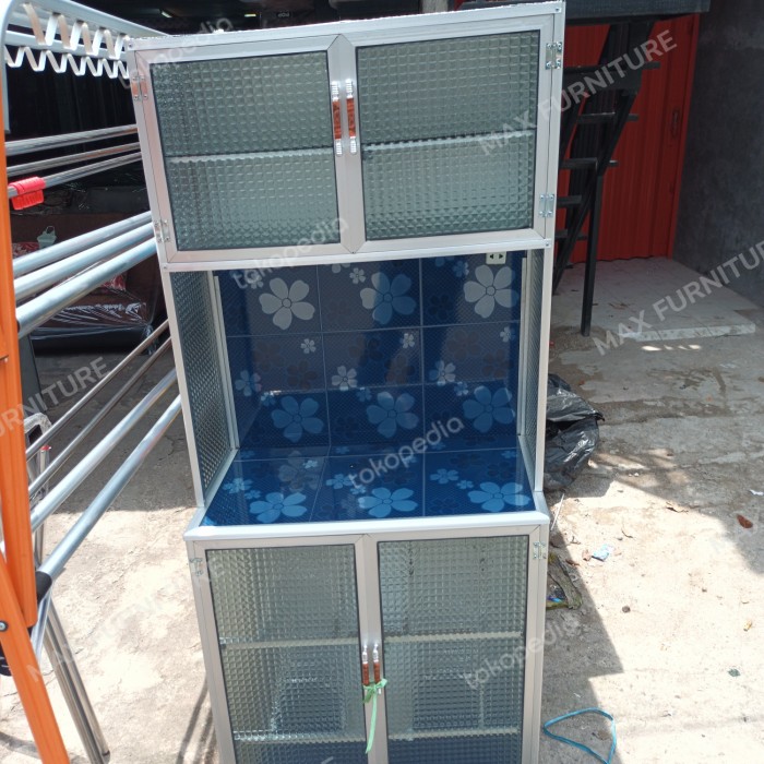 Jual Lemari / rak piring 2 pintu aluminium bawah keramik di Seller ...