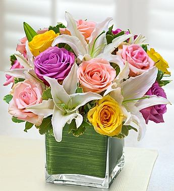 Modern Embrace™ Pastel Rose and Lily Cube Flower Delivery Glendale AZ ...
