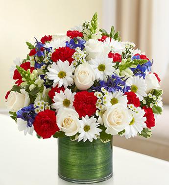 Red white and blue artificial flowers store